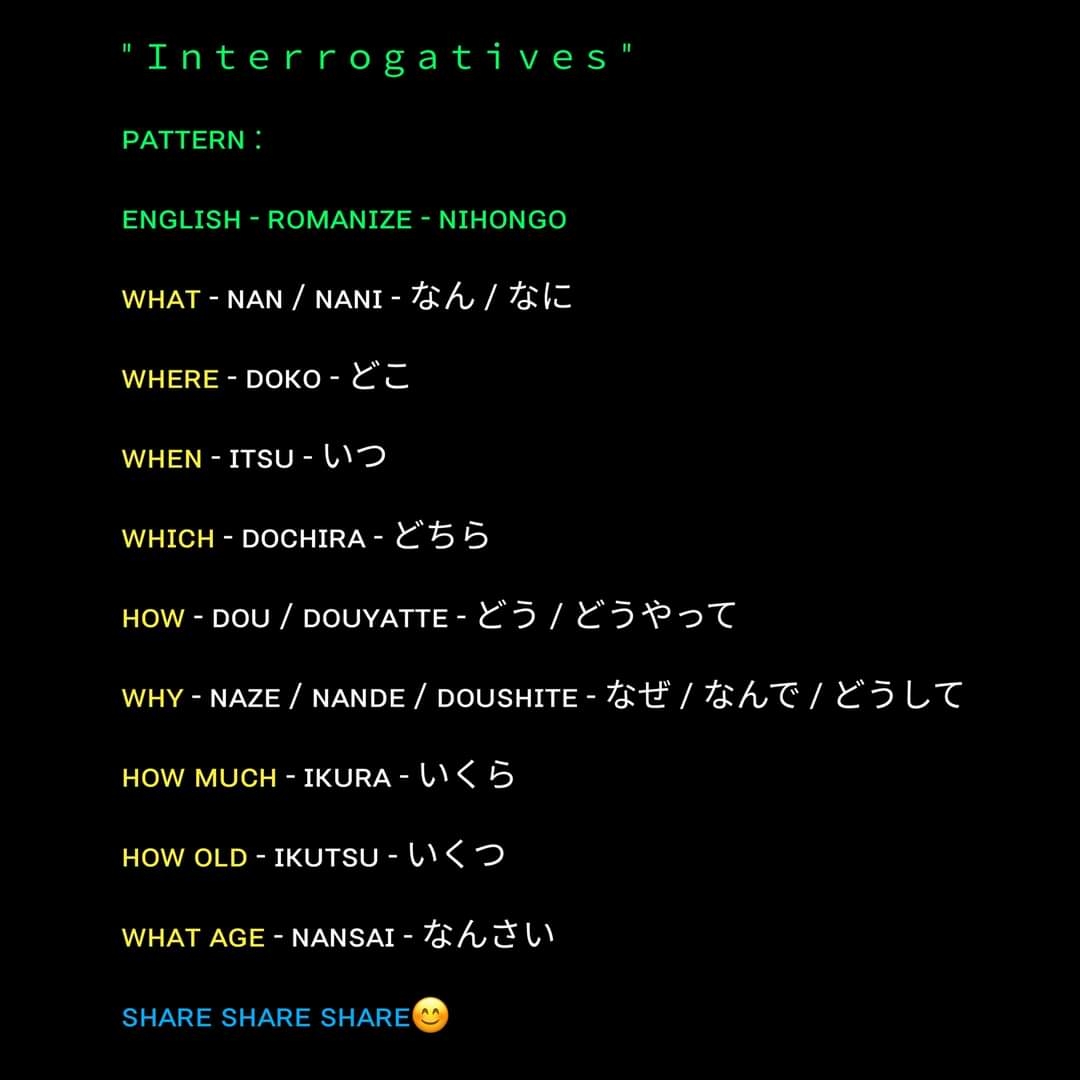 italki - Japanese question words[Image]