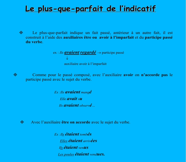 italki - Le plus-que-parfait The plus‐que‐parfait (the pluperfect ...