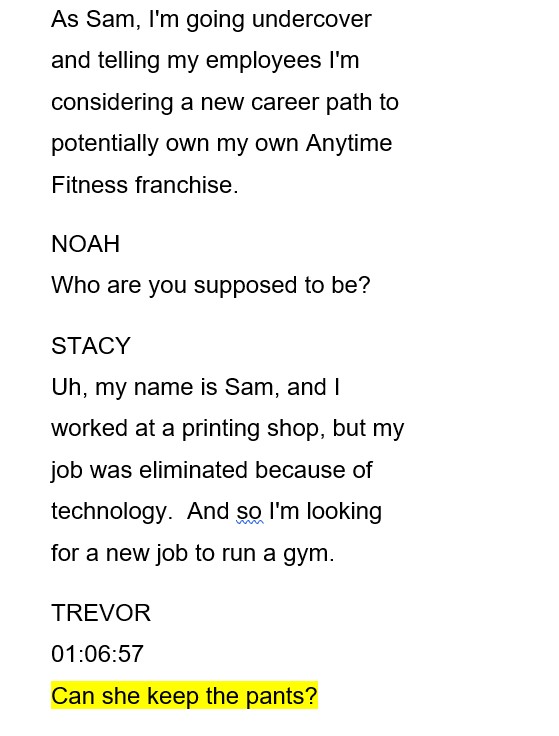 italki - I don't understand this joke that Trevor, Stacy's husband says ...