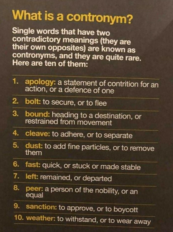 italki - What is a contronym? They are single words that have two ...