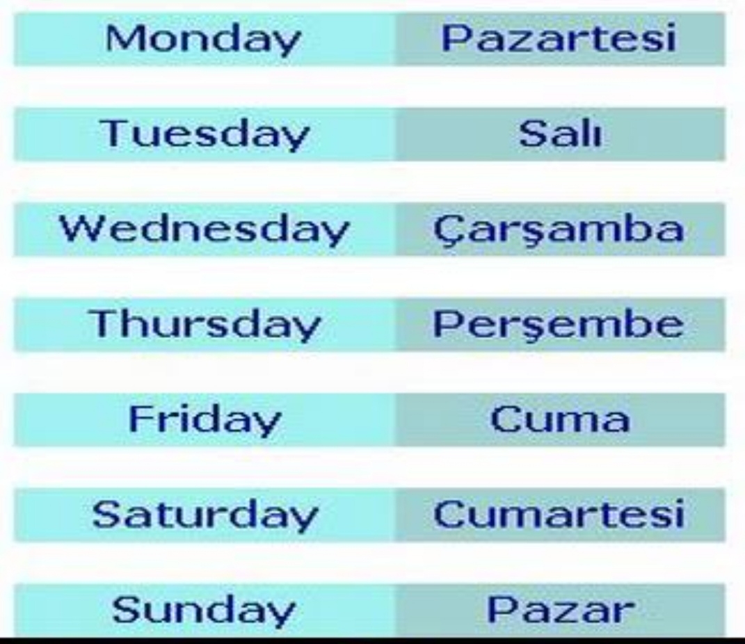 italki - Hi Everyone I want to share weekdays Turkish English Türkçe ...